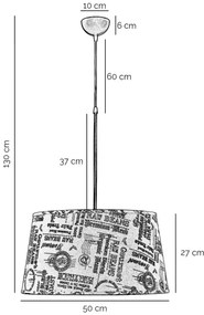 ONLI - Lustr na lanku MAIDA 1xE27/15W/230V pr. 50 cm hnědá