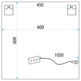 Tutumi Rea, čtvercové LED zrcadlo 60x60 s kulatým LED podsvícením YH-BL-12, HOM-01513