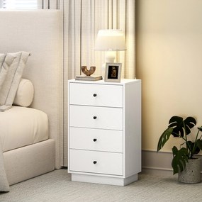 HOMCOM Úzká komoda se 4 šuplíky - Moderní dresser do ložnice 47x29x75 cm Bílá