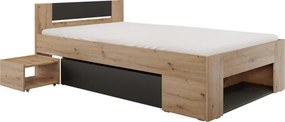 Postel UNIS s úložným prostorem, 120x200, dub artisan/antracit Kondela 0000402519