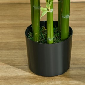 HOMCOM Velká Umělá Bambu 150 cm - Plastová Bambu Umělé Rostliny s Umělým Mechem v Květináči pro Obývací Pokoj, Ložnici a Zahradu