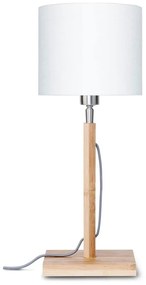Stolní lampa s bílým stínidlem a konstrukcí z bambusu Good&amp;Mojo Fuji