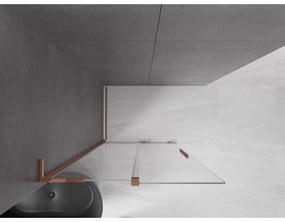 Mexen Velar L, posuvná sprchová zástěna Walk-in 110 x 200 cm, 8mm čiré sklo, růžové zlato, 871-110-003-03-60