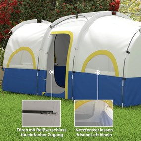 Outsunny Tunneltent, Stan pro 6 Osob se 3 Místnostmi, UV Ochrana, Síťová Okna, Odolný Rodinný Stan s Přenosnou Taškou, 3000mm Voděodolný Skupinový St…