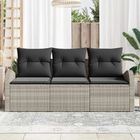 Sada zahradních pohovek 3 pcs Světle šedá Poly ratan 3345902