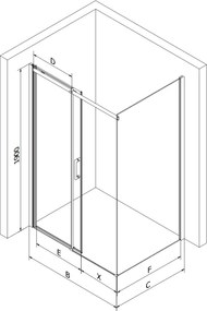 Mexen Omega sprchový kout 150x100cm, 8mm sklo, chromový profil-čiré sklo, 825-150-100-01-00
