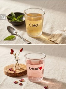 Sinsay - Sklenice s nápisy CIAO! a AMORE 2 pack - černá