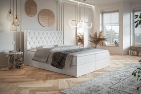 Boxspring s krystaly Dona 160x200 cm Barva: Bílá - Madryt 920 (ekokůže)