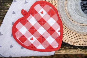 Bílo-červená chňapka - podložka se srdíčky Love It - 20*20 cm