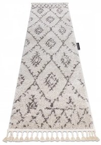 Dywany Łuszczów, Běhoun Berber Fez cream, 60x200, bílá, ložnice