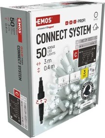 Propojovací vánoční řetěz bez zdroje EMOS Connecting D2CC04 50LED krápníky 3m studená bílá částečně blikající