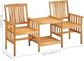 vidaXL Zahradní židle s čajovým stolkem a poduškami 2ks akáciové dřevo [3061277] Barva: Červená