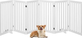 Costway Zábrana pro psy 89 cm vysoká 4 Ochranné dřevěné panely skládací bílá (6