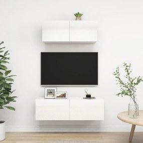 2dílný set TV skříněk bílý s vysokým leskem kompozitní dřevo - Default Title