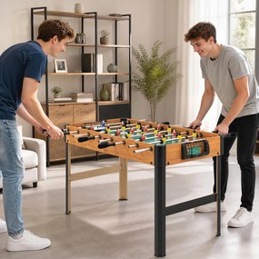 Stolní fotbálek, stolní fotbálek, 2 míčky, protiskluzové rukojeti, pro dospívající dospělé, výsledková tabule, MDF, kov, barevné provedení