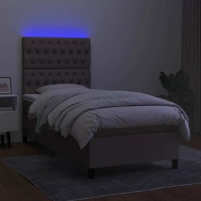 Box spring postel s matrací a LED taupe 90x190 cm textil 3135081
