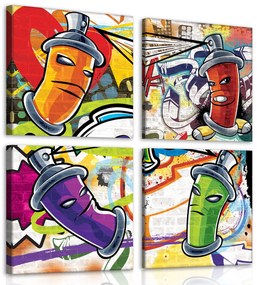 Postershop Obraz na plátně: Graffiti - set 4ks 25x25cm