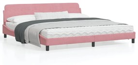 vidaXL Rám postele s čelem růžový 200x200 cm samet