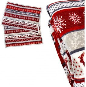 2x Vánoční červeno-bílá beránková deka z mikroplyše WINTER DELIGHT 160x200 cm