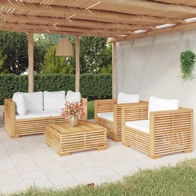 5dílná zahradní sedací souprava s poduškami masivní teak 3100869