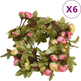 vidaXL Umělé květinové girlandy 6 ks světle 215 cm [359061] Barva: Růžová