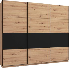 XXXLutz SKŘÍŇ S POSOUVACÍMI DVEŘMI, černá, dub artisan, 262,5/224/65,5 cm Xora - Šatní skříně - 000834005907