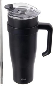 Nerezový termohrnek s brčkem TERMO 1,2 l, černý