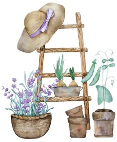 Ilustrace Beautiful lavender provence watercolor illustration, VYCHEGZHANINA, (40 x 40 cm)