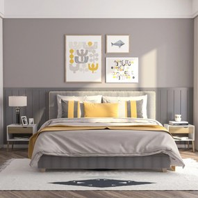 HOMCOM Sada 2 nočních stolků s šuplíkem a úložnou policí pro ložnici, obývací pokoj, postel, kancelář, moderní styl 50x39x51 cm Bílá a dub | Aosom