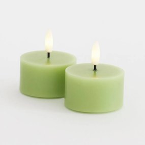 Sada LED čajové svíčky na baterie Sille Tealight, Ø 6 × 3,4 cm, jarní zelená, z pravého vosku, balení 2 ks