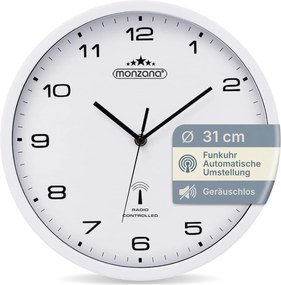 Nástěnné hodiny řízené rádiem bílý Ø31cm