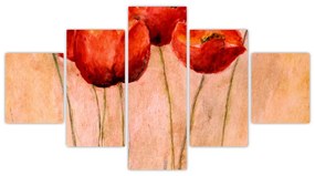 Obraz - Červené tulipány (125x70 cm)