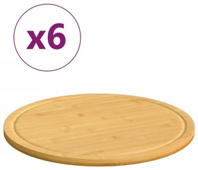 Prkénka na krájení 6 ks Ø 30 x 1,5 cm bambus