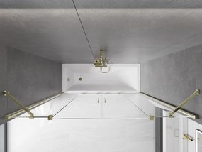 Mexen Velar Duo, 2-křídlová posuvná vanová zástěna 180 x 150 cm, 8mm čiré sklo, zlatý lesklý profil, 896-180-000-02-50