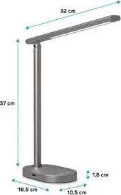 CONNECT IT SHINE šedá / Stolní LED lampička / 400 lm / 3 barevné teplo