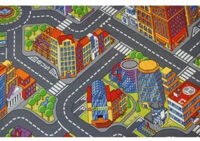 Dětský kusový koberec ULIČKY BIG CITY šedý Rozměr: 100x200 cm