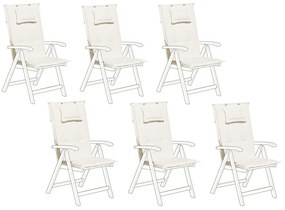 Sada 6 polštářů pro zahradní židle krémové TOSCANA/JAVA Beliani