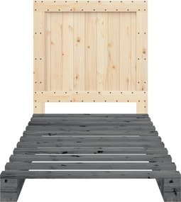 Rám postele s čelem šedý 90 x 200 cm masivní borové dřevo 3281544
