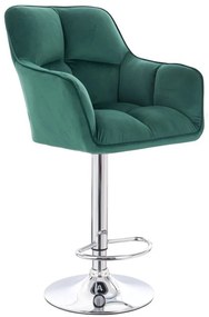LuxuryForm DESIGN Barová židle AMALFI VELUR na stříbrné kulaté podstavě - zelená