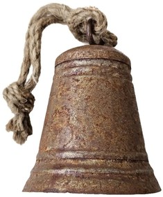 Rezavý antik plechový zvonek se šňůrkou S - Ø 7*10 / 20 cm