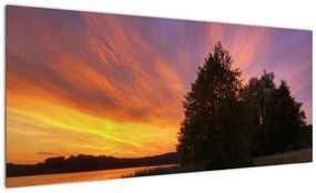 Barevný západ slunce - obraz (100x40cm)