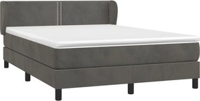 Box spring postel s matrací tmavě šedá 140x200 cm samet 3127434