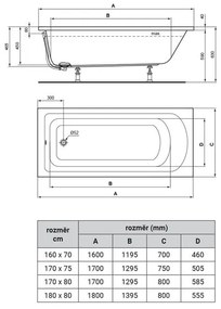 Ideal Standard Hotline Vana 160x70 cm, bez noh K274501