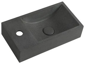 Sapho Small Betonové umyvadlo 40 x 22 cm, otvor vlevo, včetně výpusti, černý granit AR403
