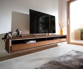 TV stolek Stonegrace 240 cm akácie hnědá kamenina 4 zásuvky 1