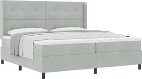 Postel s boxspringem s čelo Světle šedá 200 x 200 cm samet 3342026