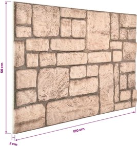 Nástěnné panely 10 ks 100 x 50 cm Béžová EPS pěna 153607