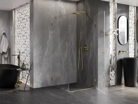Mexen Lunar-B, pravostranný výklopný sprchový kout 70 x 70 cm, 8mm čiré sklo, zlatý kartáčovaný - 832-070-070-55-00-P
