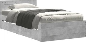 Rám postele s čelem betonově šedý 90 x 200 cm kompozitní dřevo 3295586