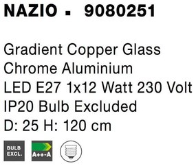 Nova Luce Závěsné svítidlo NAZIO, 25cm, E27 1x12W Barva: Zlatá